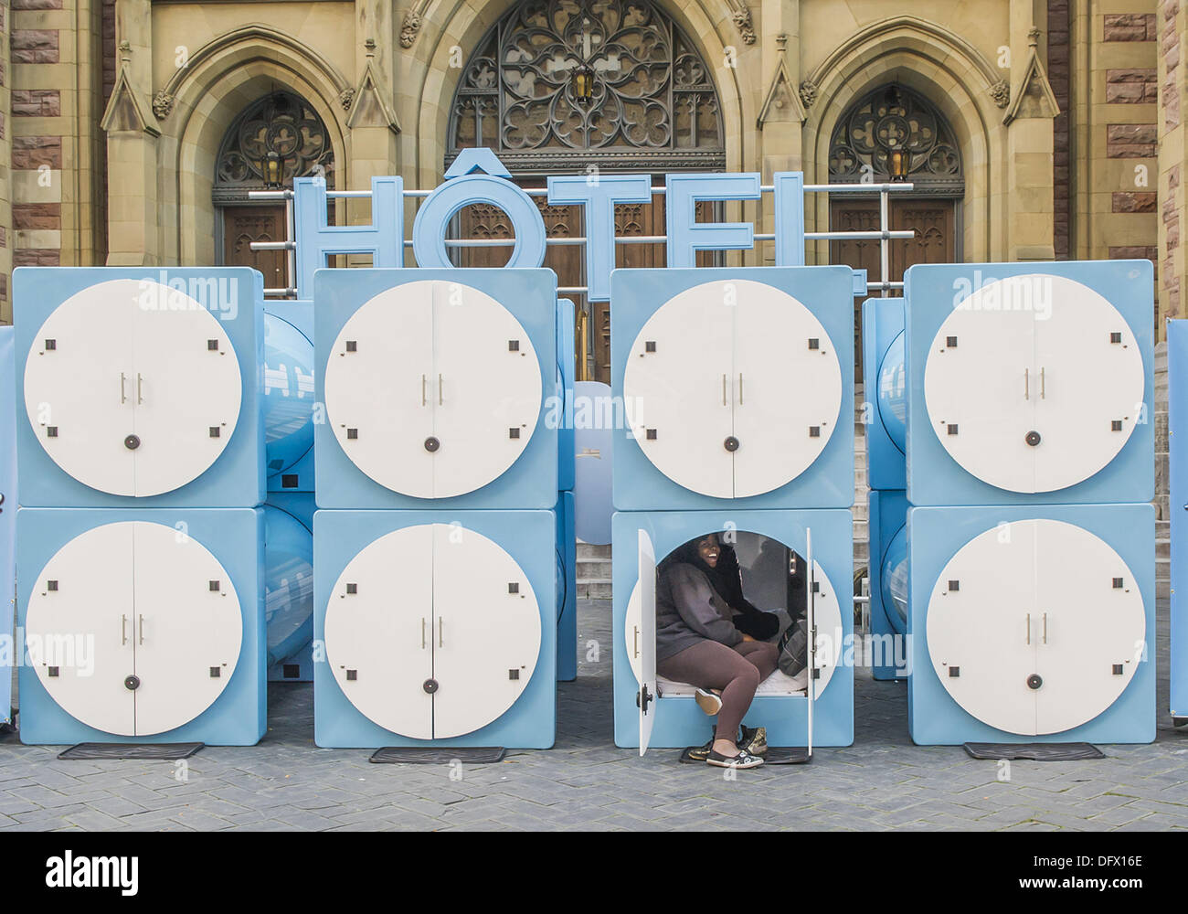 Montreal, QC, Canada. 9th October 2013. A ''hotel'' featuring tiny ...