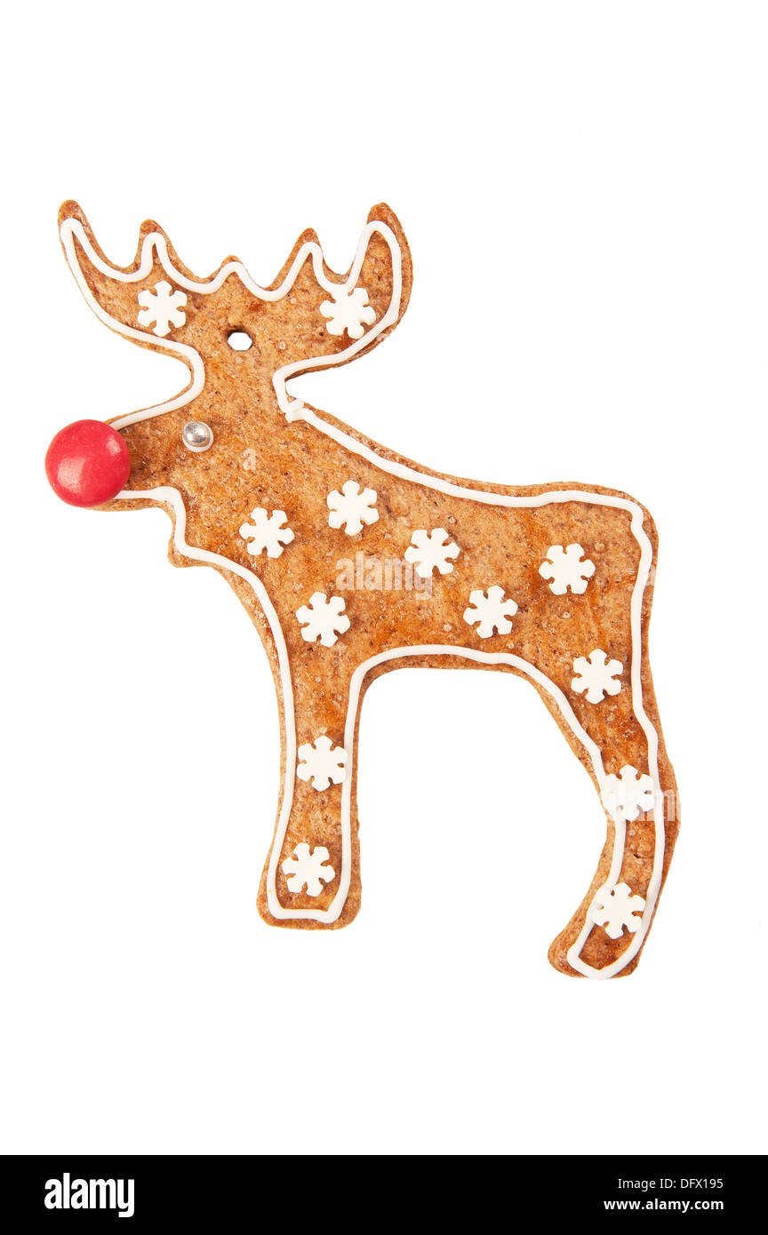 Homebaked gingerbread cookie Reindeer Stock Photo - Alamy