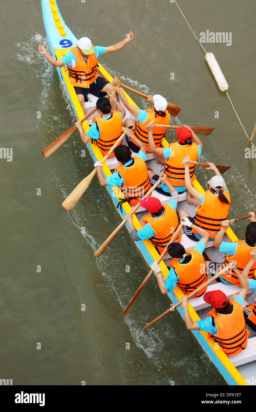 Racer in competition at boat race, Sai Gon, Viet Nam, April 27, 2013 ...