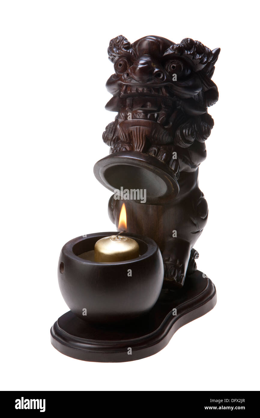 Traditional Chinese censer with scented candle inside Stock Photo - Alamy