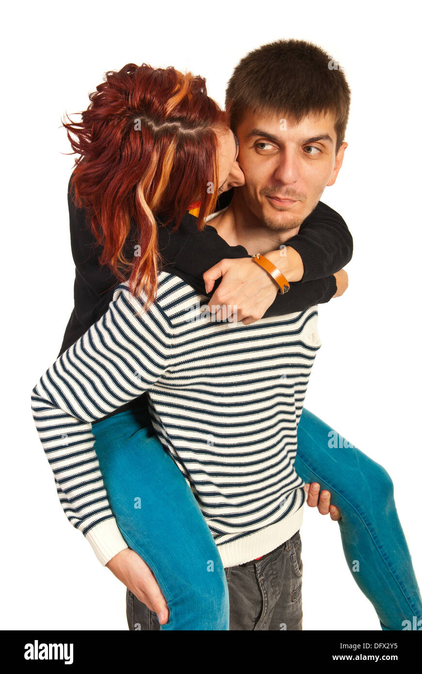 Woman kissing man back hi-res stock photography and images - Alamy