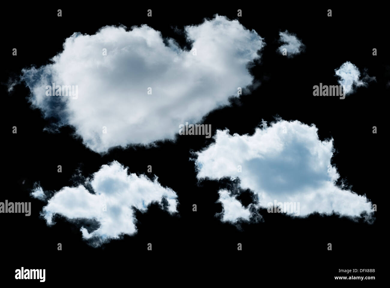 Black isoltaed exctracted clouds. Set of clouds Stock Photo - Alamy