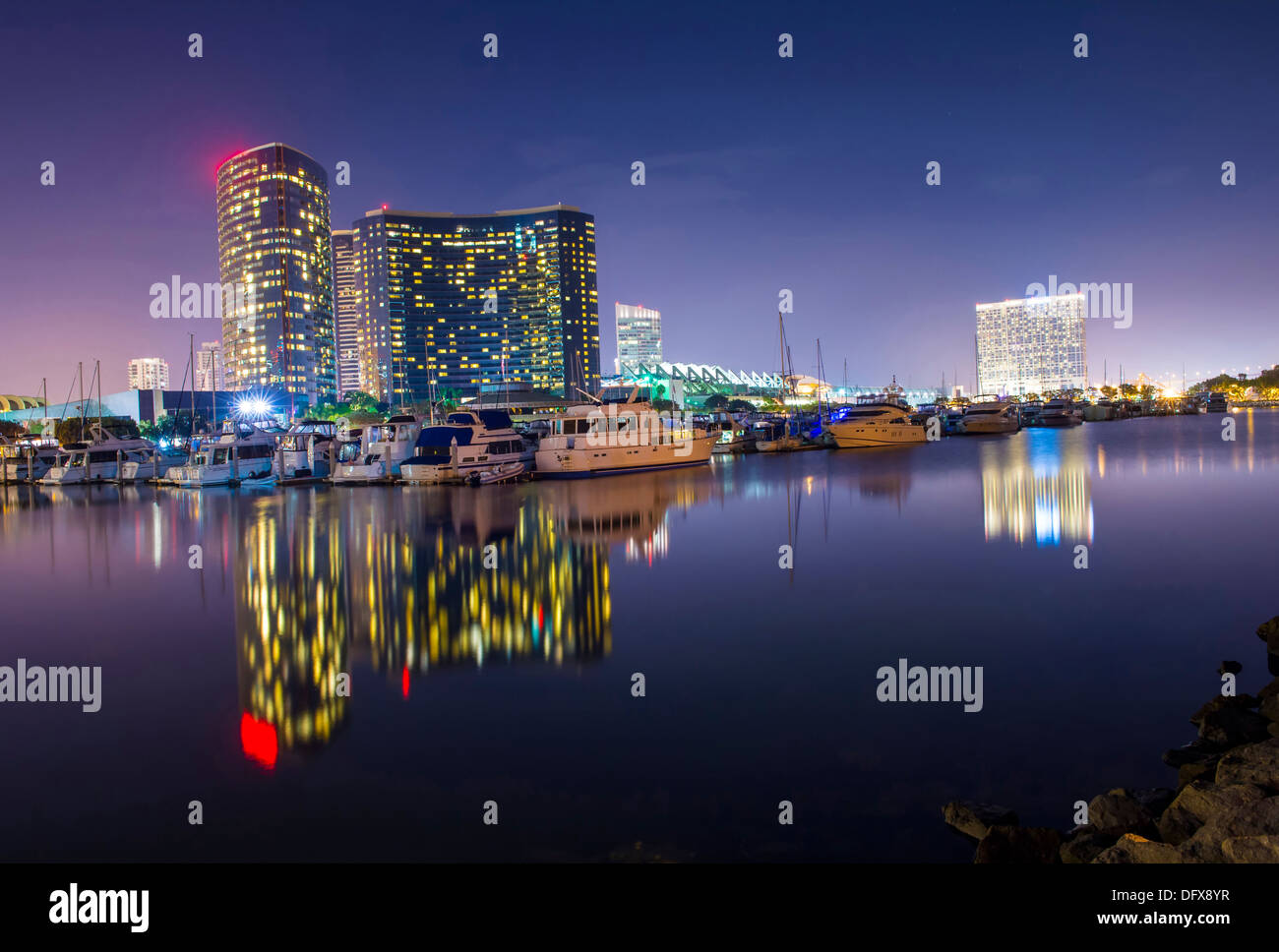 San Diego skyline at night as seen from Coronado peninsula Stock Photo ...