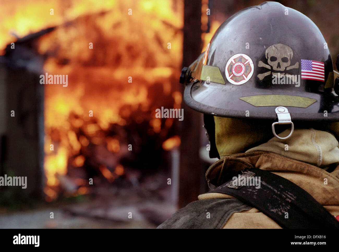 Fireman firefighter helmet american flag hi-res stock photography and ...