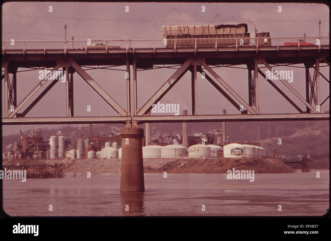 A photograph of the Union Carbide plant located behind the Kanawha ...