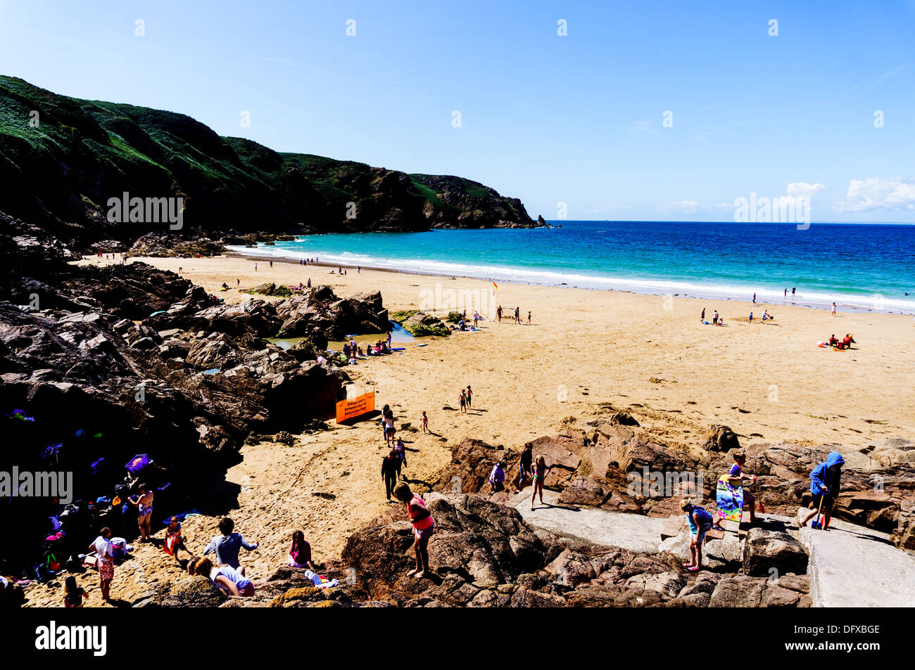 Plemont beach in the North of the island of Jersey, Channel Islands ...