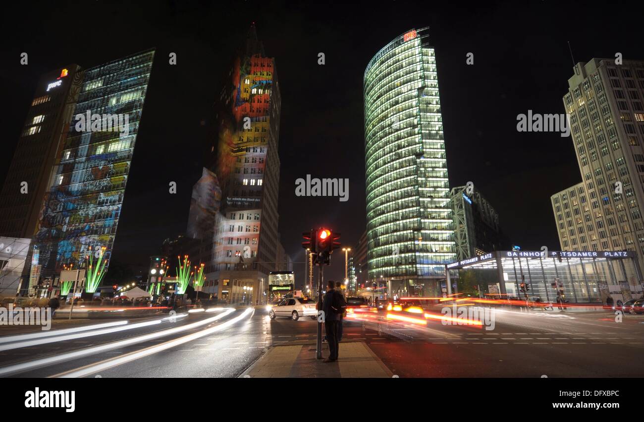 Berlin, Germany. 09th Oct, 2013. Potsdamer Platz is illuminated during ...