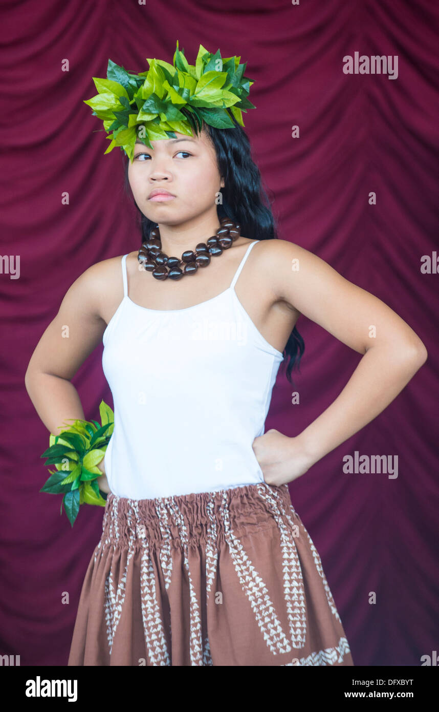 Native hawaiian woman in traditional hi-res stock photography and ...