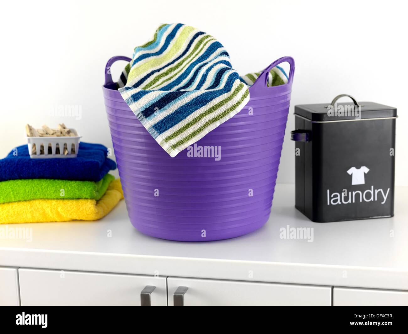 A laundry items isolated against a white background Stock Photo - Alamy