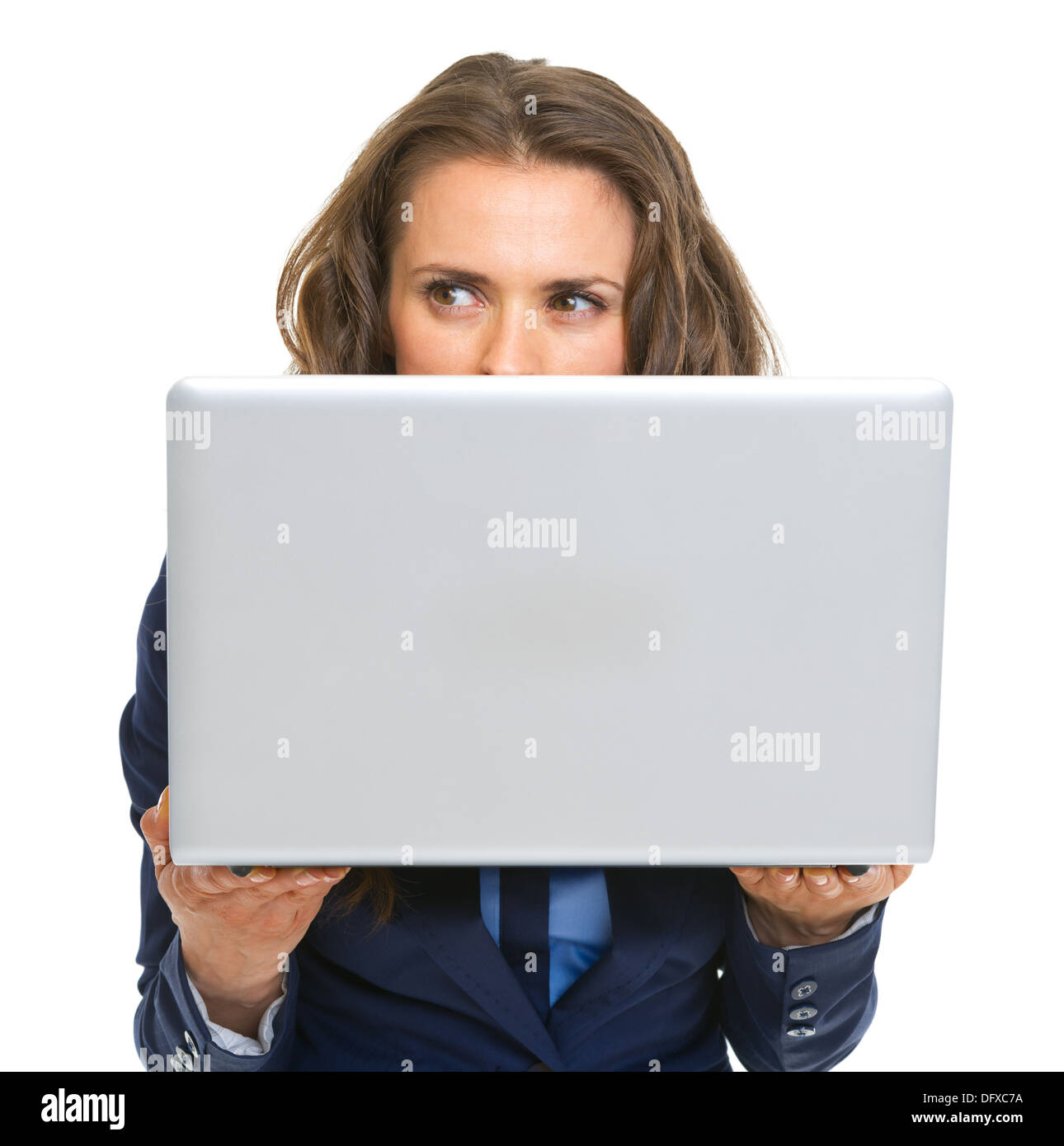 Hiding behind laptop hi-res stock photography and images - Alamy