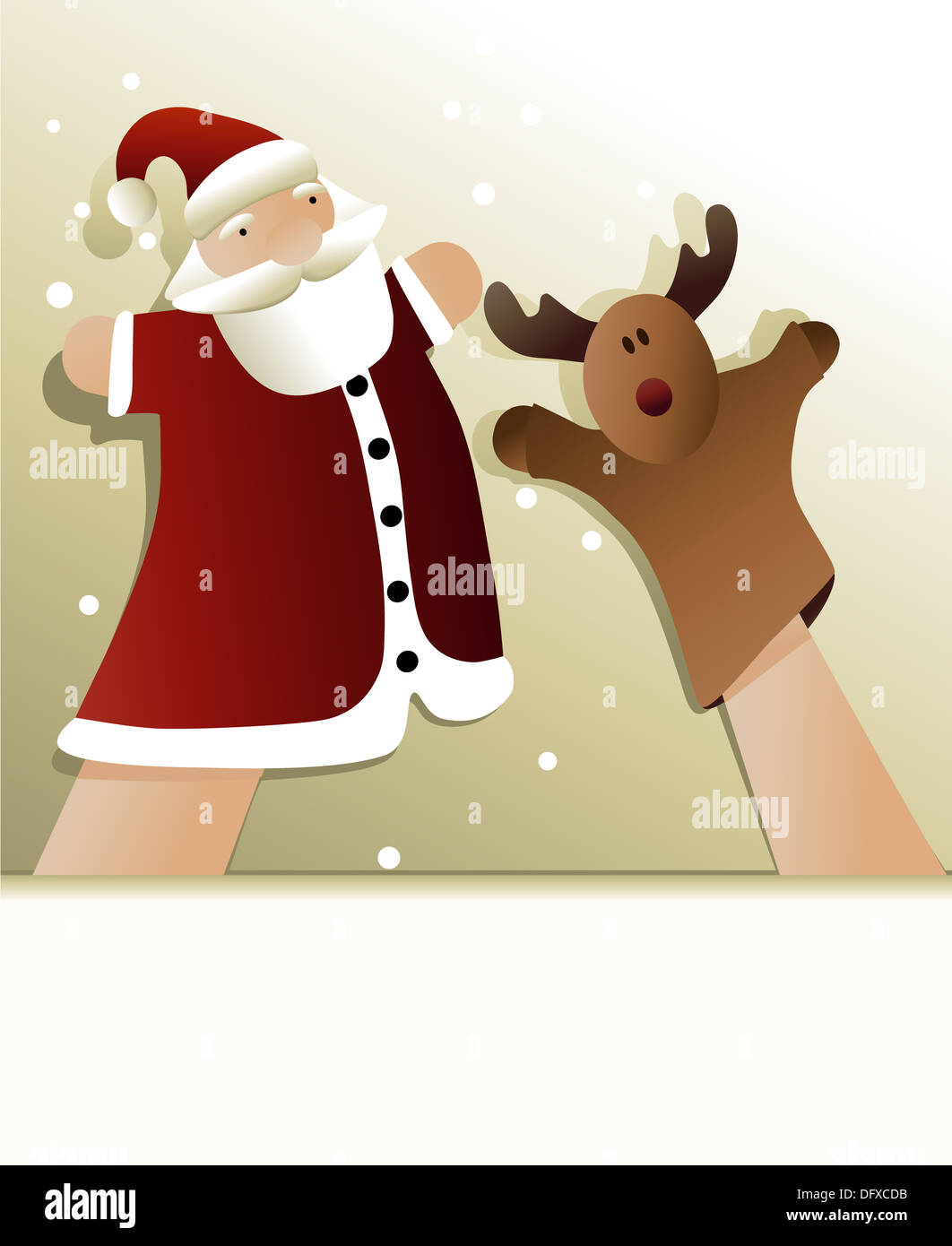 Christmas puppet show with Santa Claus Stock Photo - Alamy