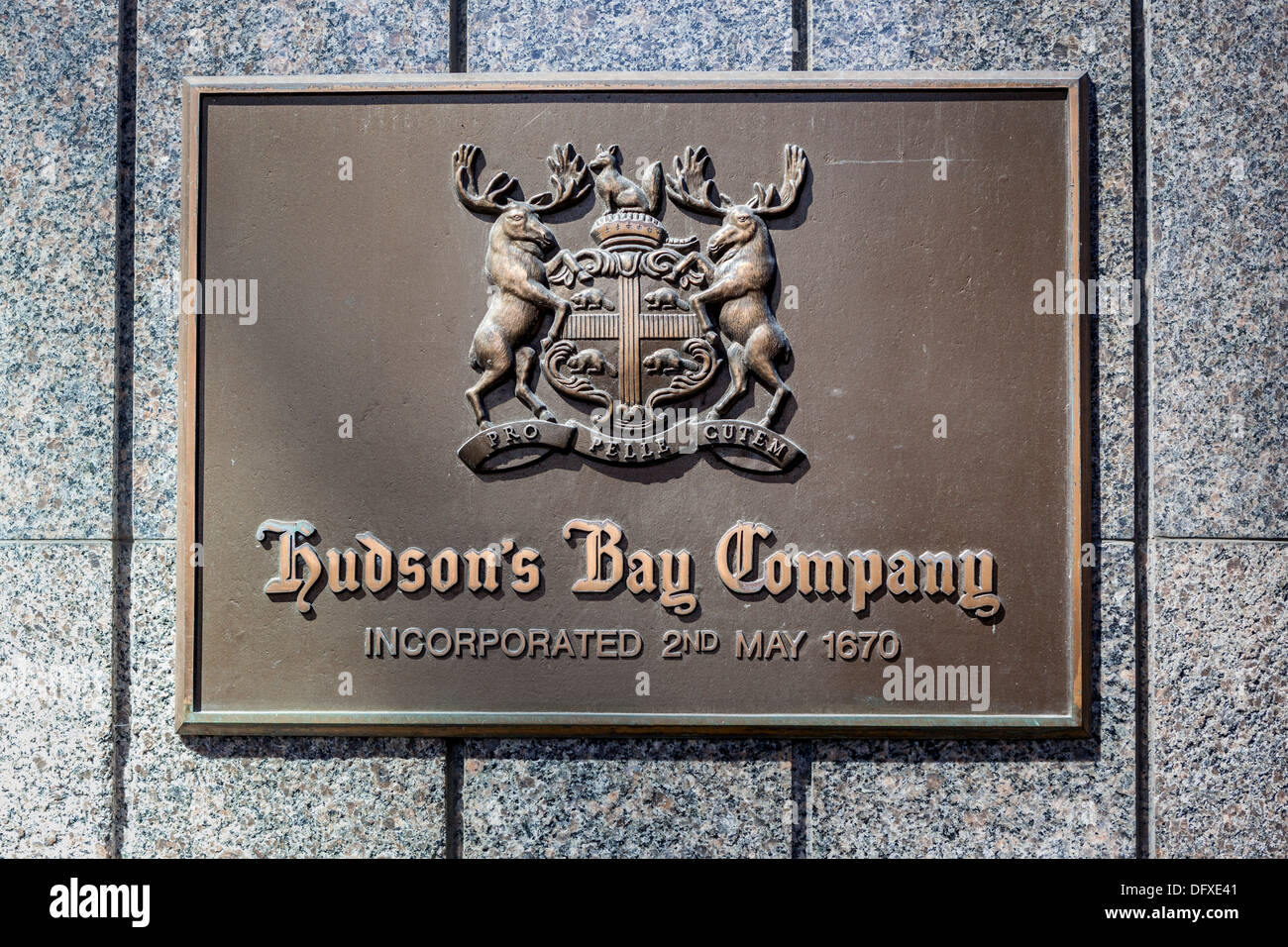 Hudson's Bay Company brass plate and Coat of Arms on Queen Street ...