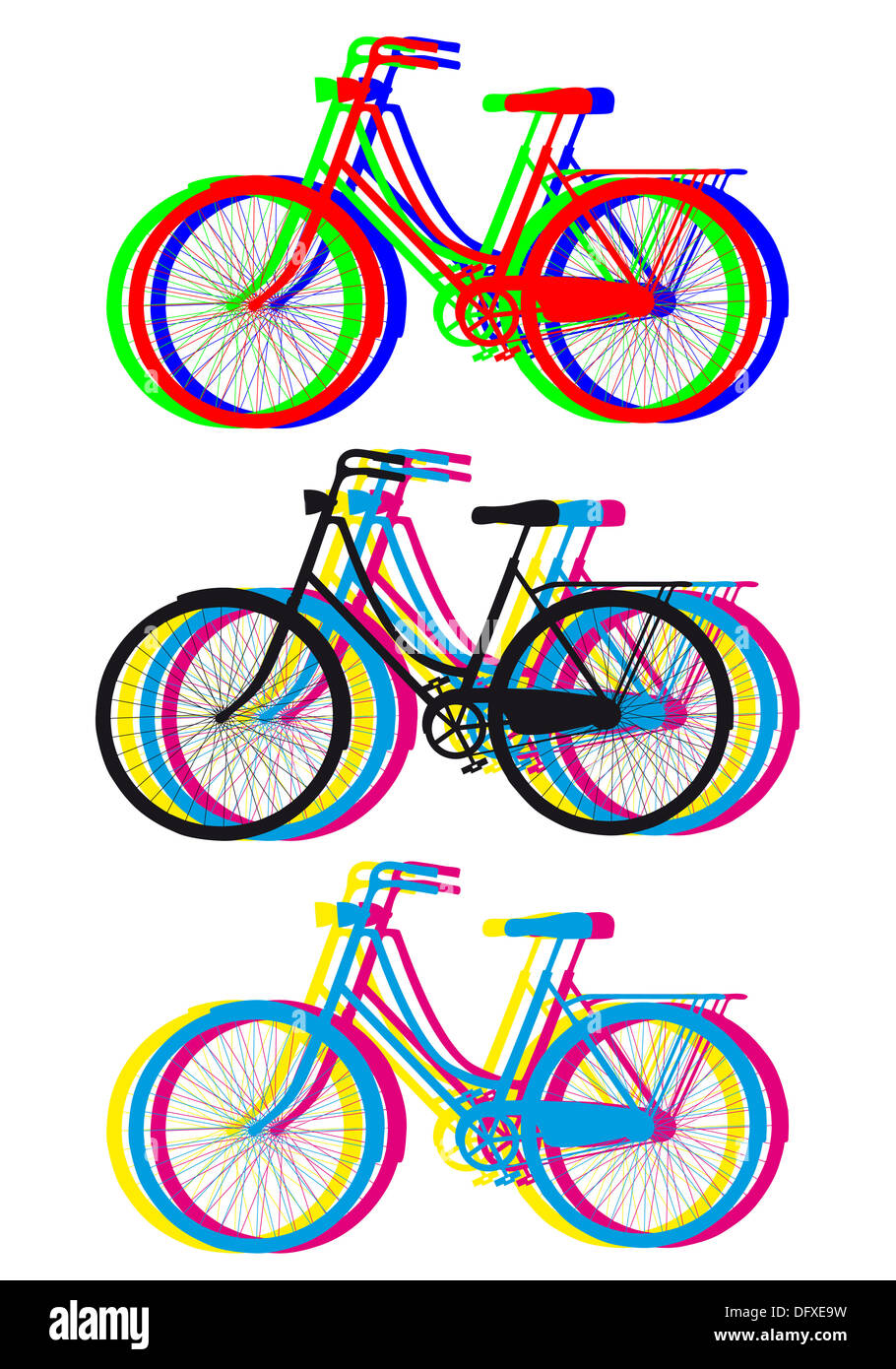 colorful bicycle silhouettes Stock Photo - Alamy