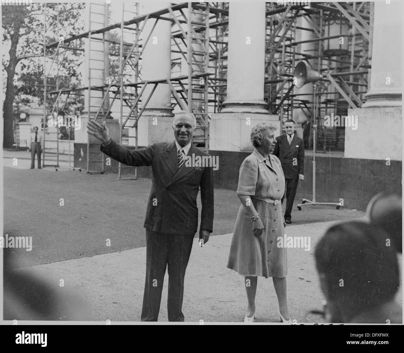 President Harry S. Truman and First Lady Bess Truman are photographed ...