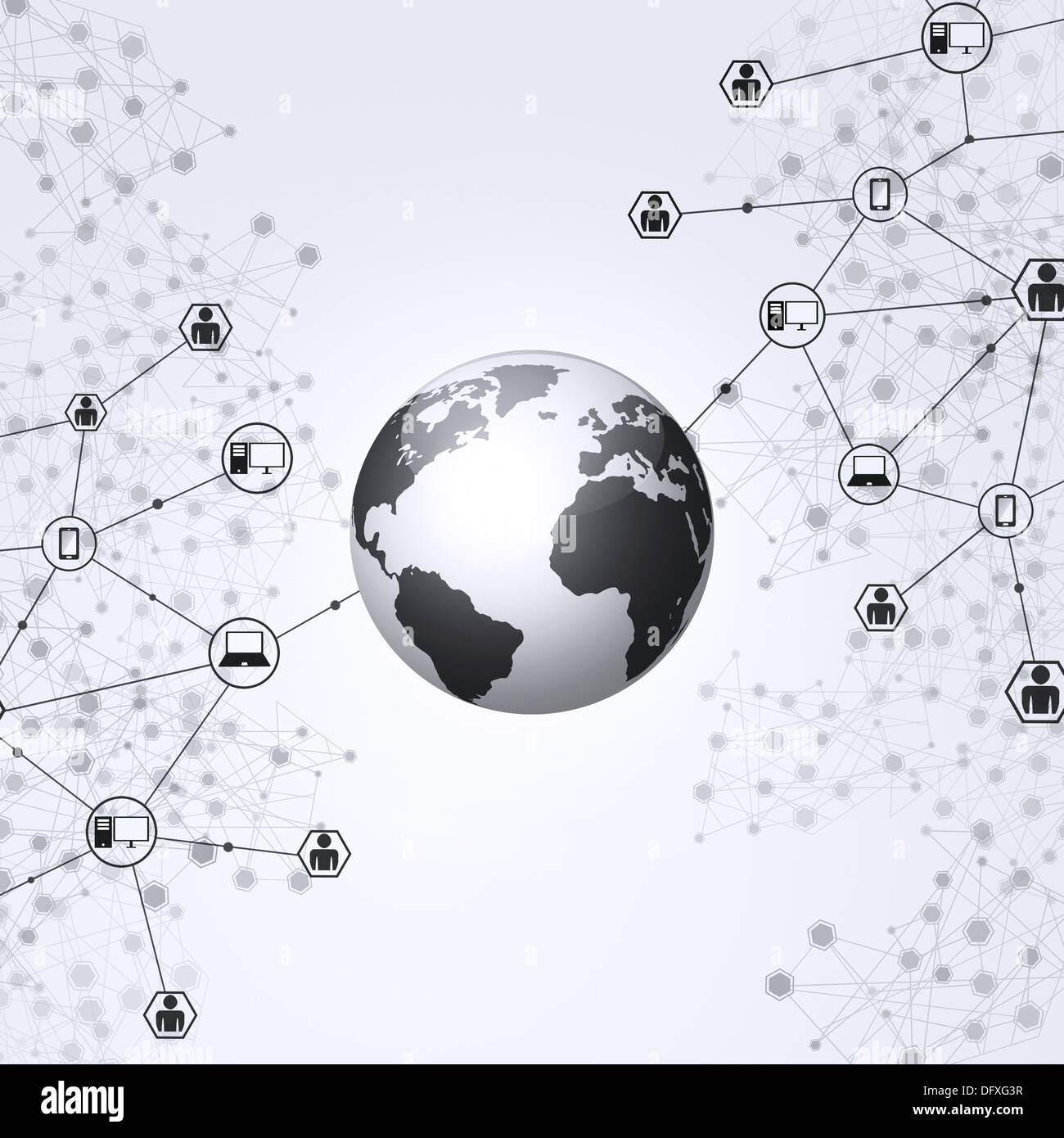 abstract network global web connections concept black and white background Stock Photo - Alamy