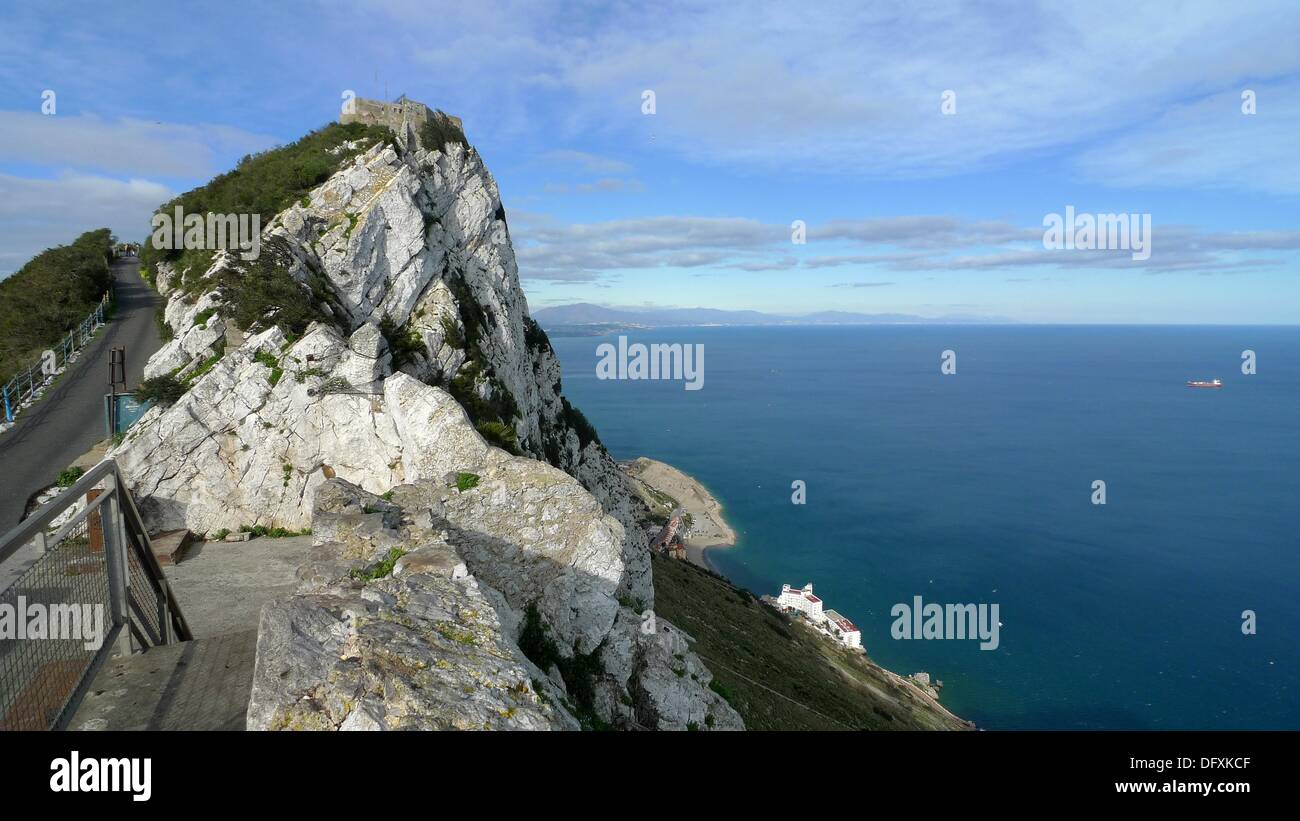 Rock of gibraltar from upper rock nature reserve Stock Photo - Alamy