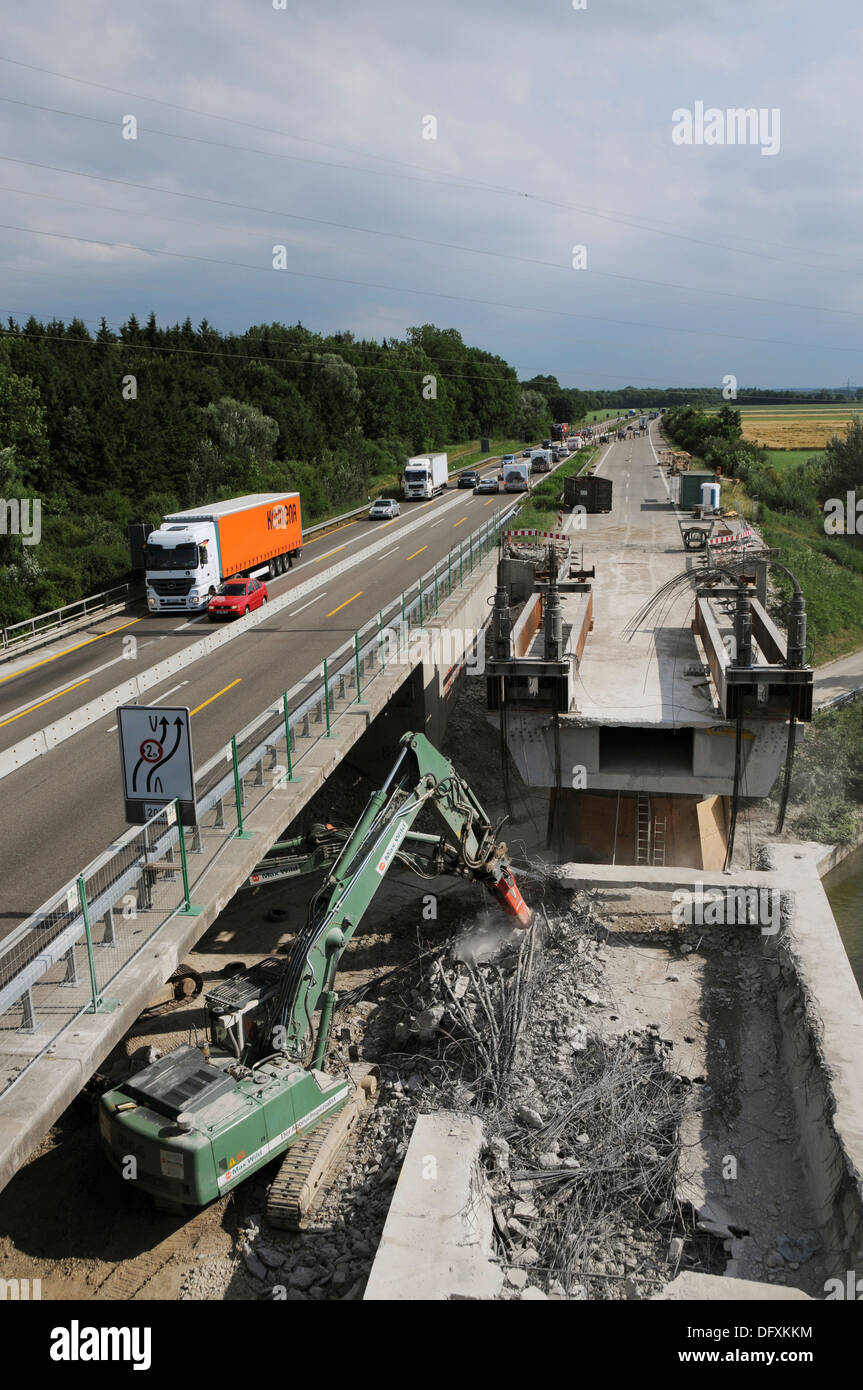 Demolition of a highway bridge Stock Photo - Alamy