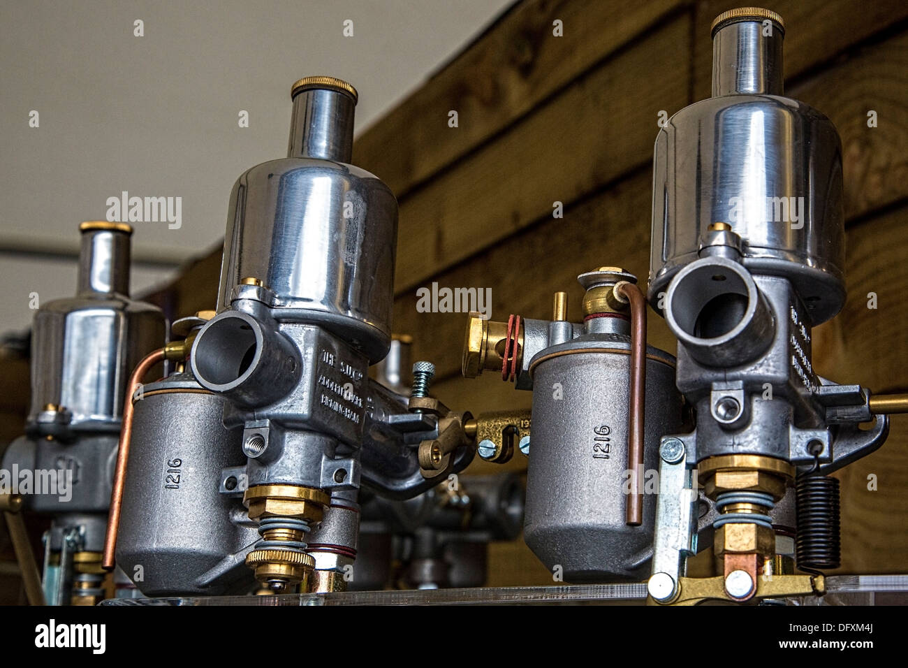 Display of SU carburetters in a Marketplace retailer, 2013 Goodwood ...