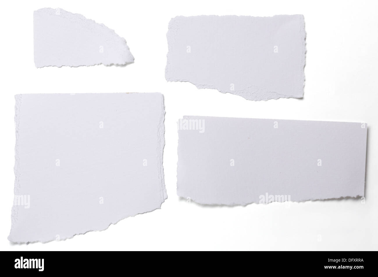 collection of white ripped pieces of paper isolated on white Stock ...