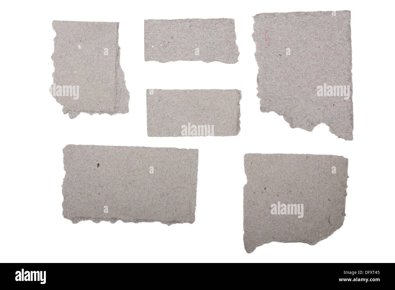 ripped grey crumpled pieces of cardboard isolated on white Stock Photo ...