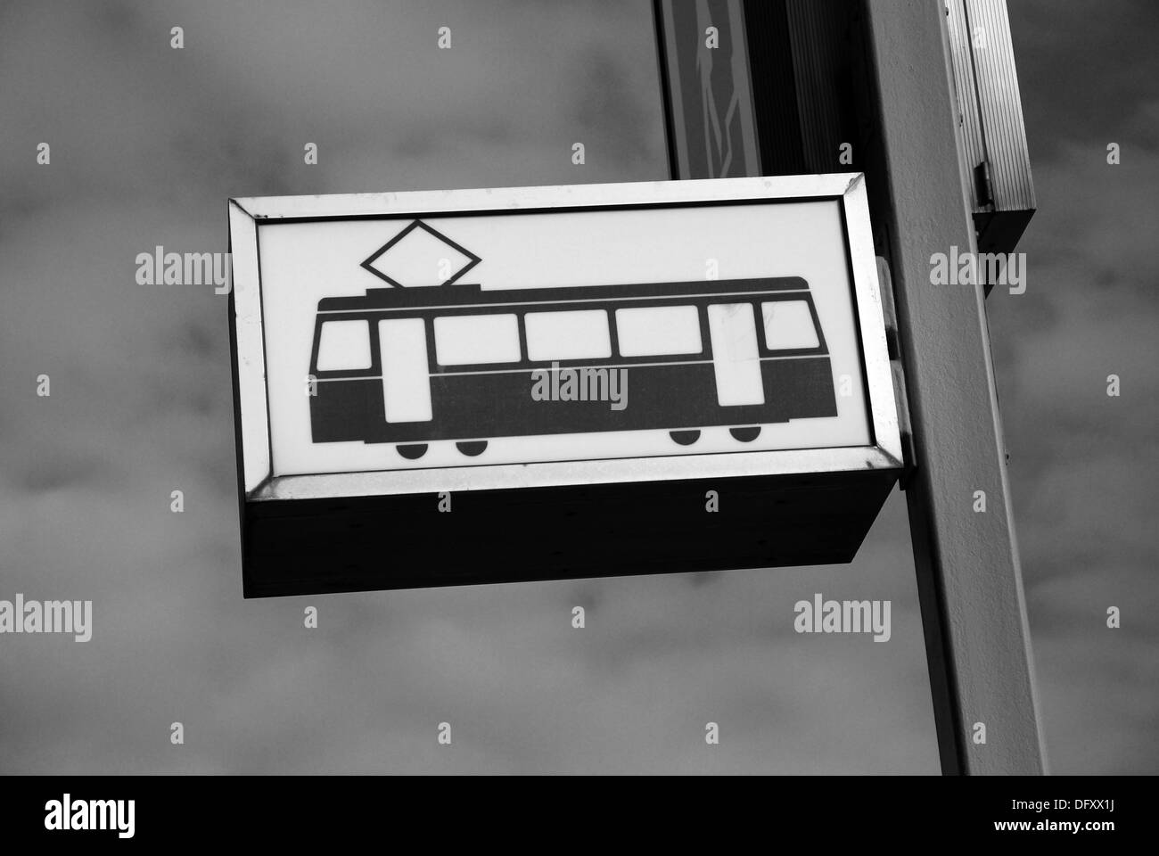 Old Tram Stop Sign Stock Photos Old Tram Stop Sign Stock