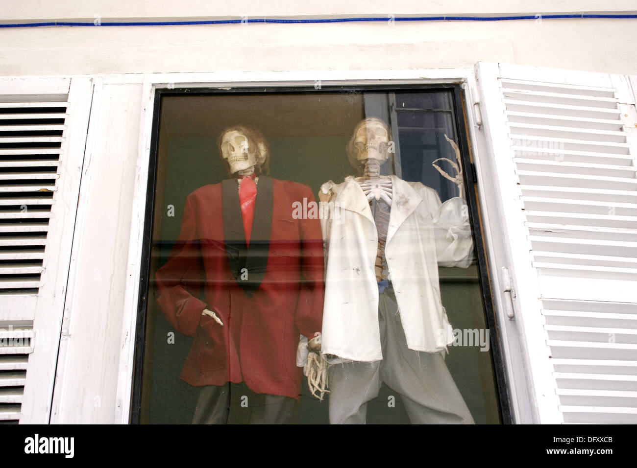 window with two skeletal mockups Stock Photo - Alamy