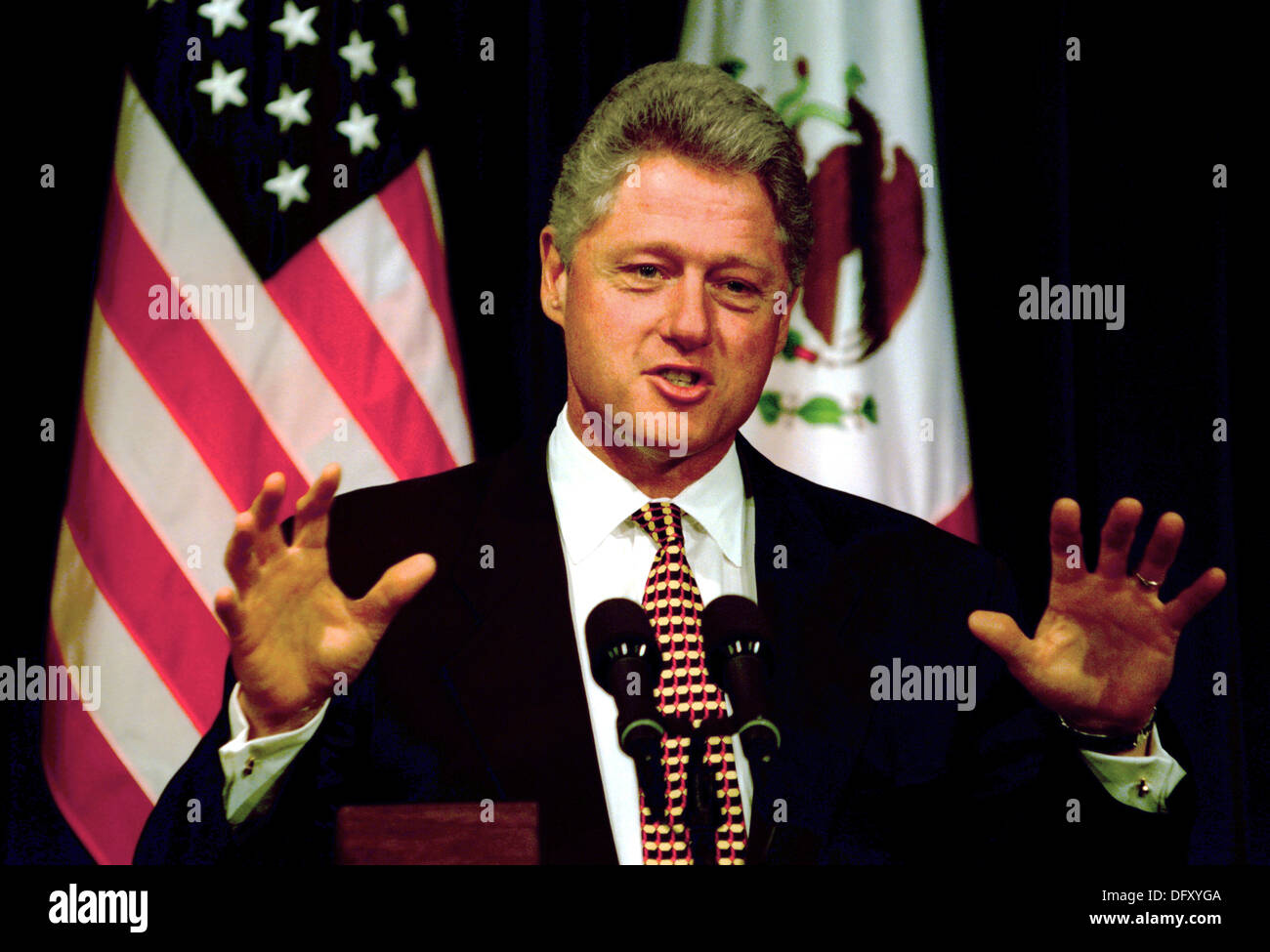US President Bill Clinton during a joint press conference with Mexican ...