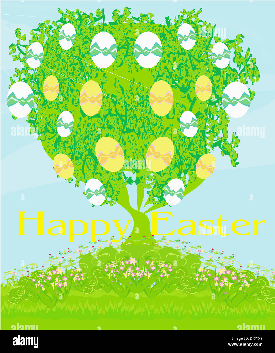 Easter tree card Stock Photo - Alamy