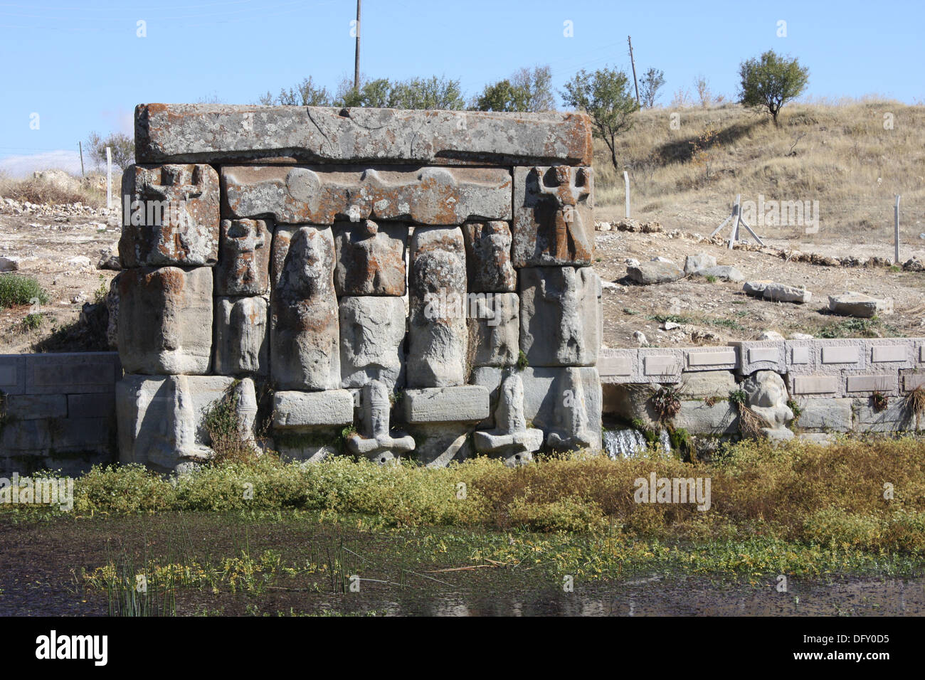 The ancient Hittite altar at the oasis of Eflatun Pinar in Turkey Stock ...