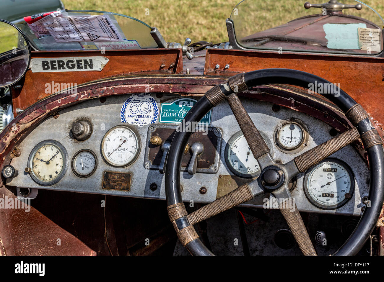 Cockpit and instruments of a 1920's Amilcar at the 2013 Goodwood ...