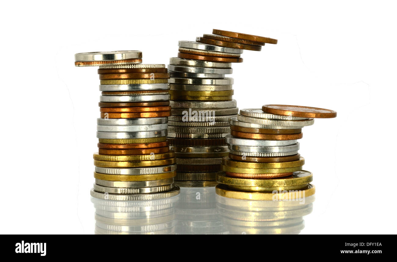 coins isolated on white background Stock Photo - Alamy