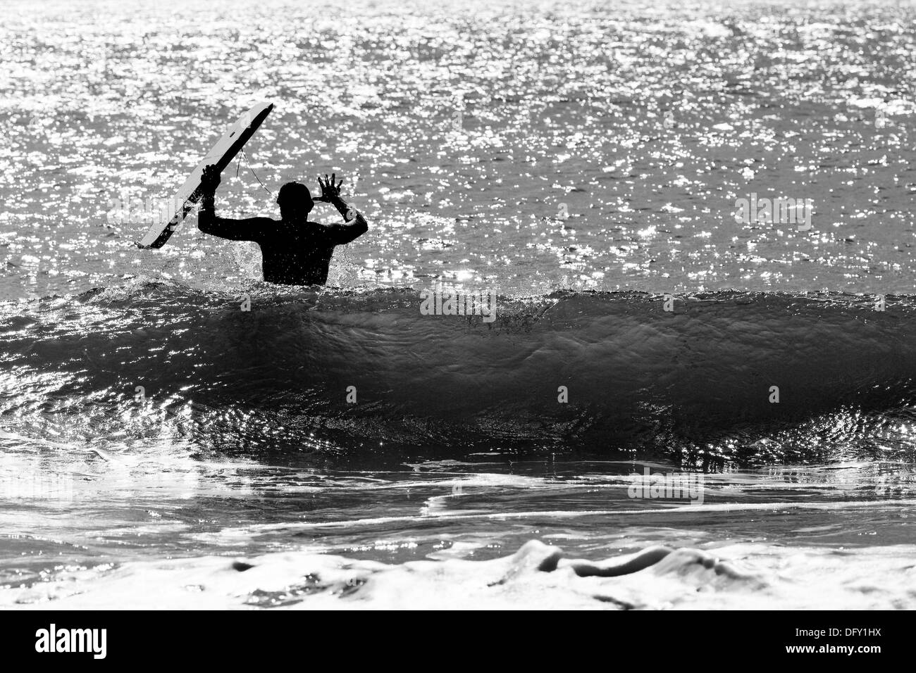White man with surfboard Black and White Stock Photos & Images - Alamy