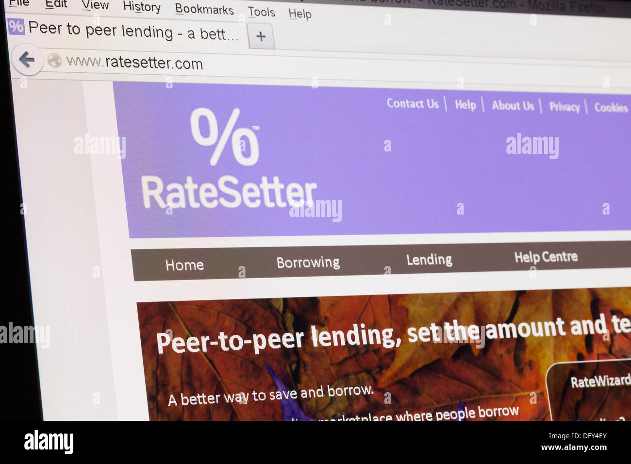 Screenshot of the ratesetter homepage Stock Photo - Alamy