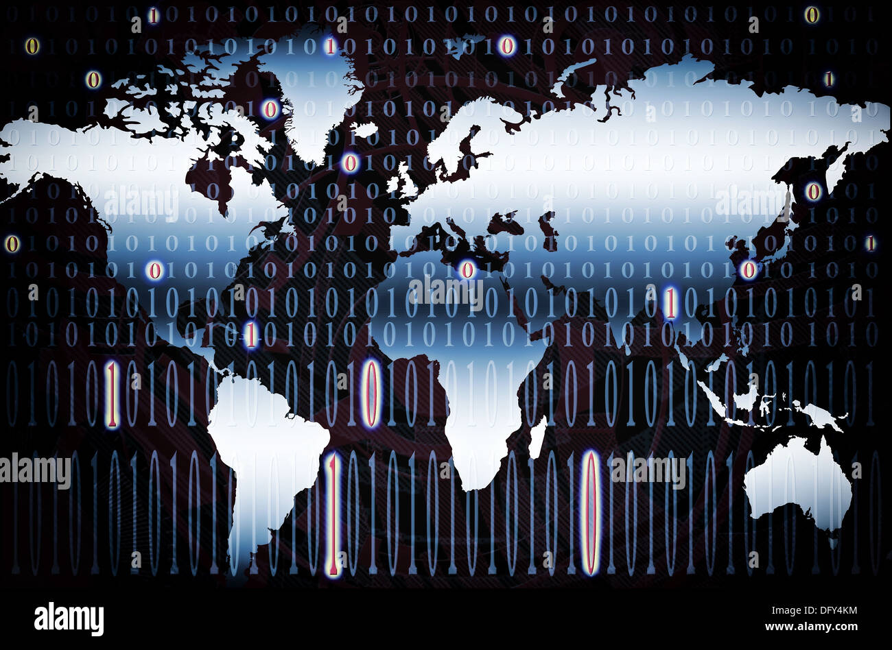 World map illustration formed by binary numbers Stock Photo - Alamy