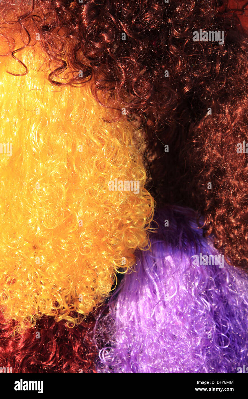 Multi-colored wigs for clowns Stock Photo - Alamy