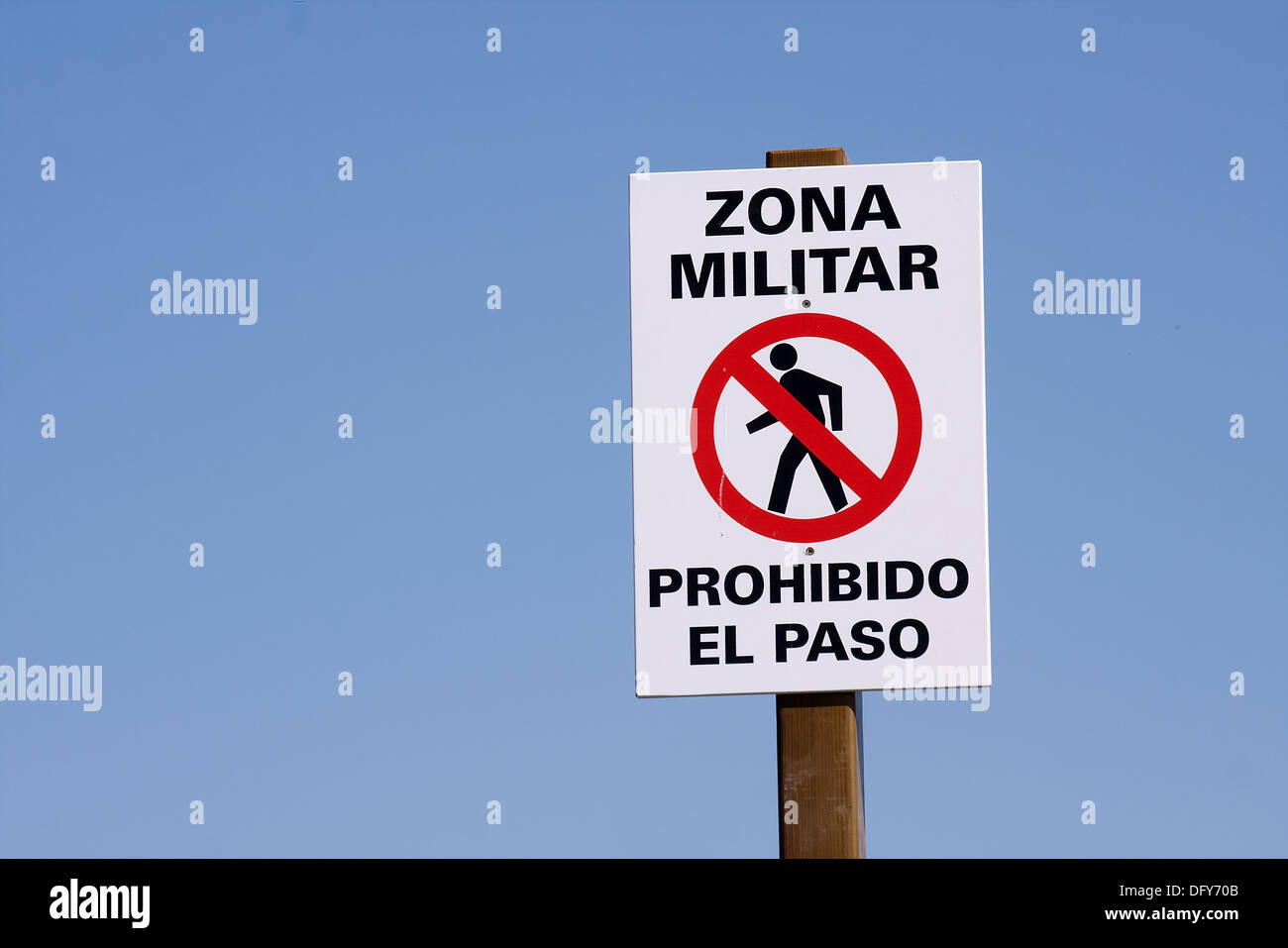 No entry panel in the military zone in Bardenas Reales. Navarra. Spain ...