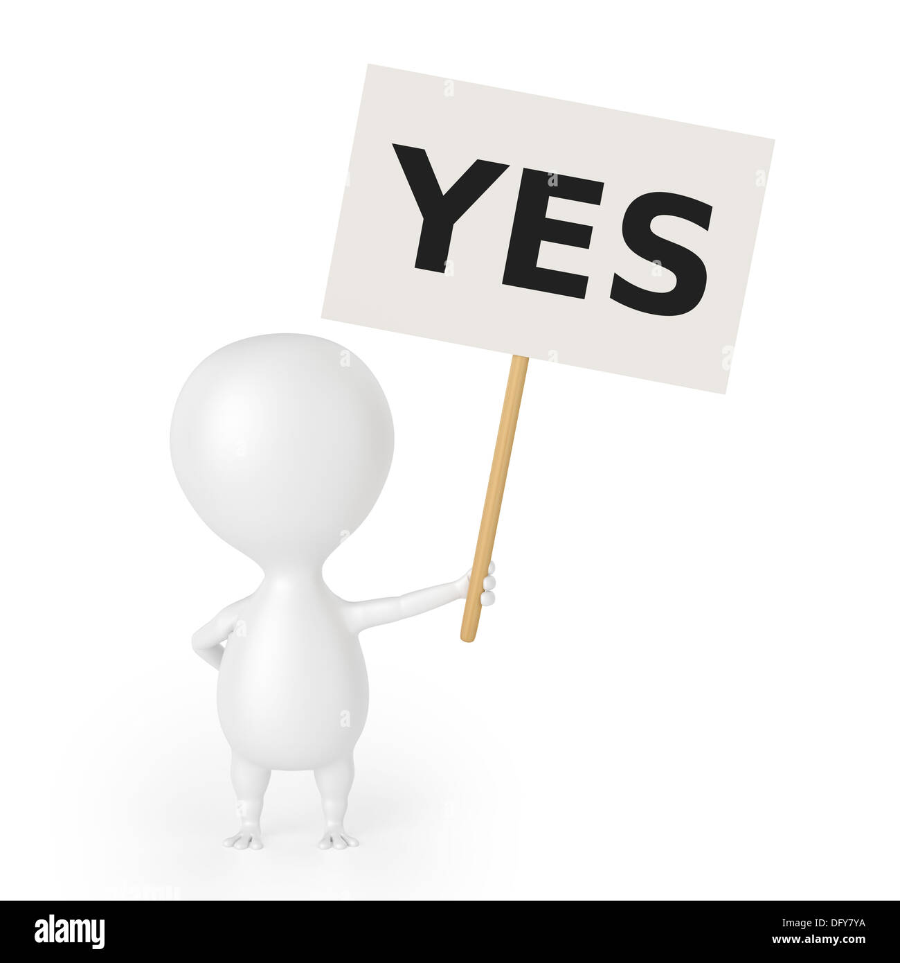 Character With Placard (YES) - On White Background Stock Photo - Alamy