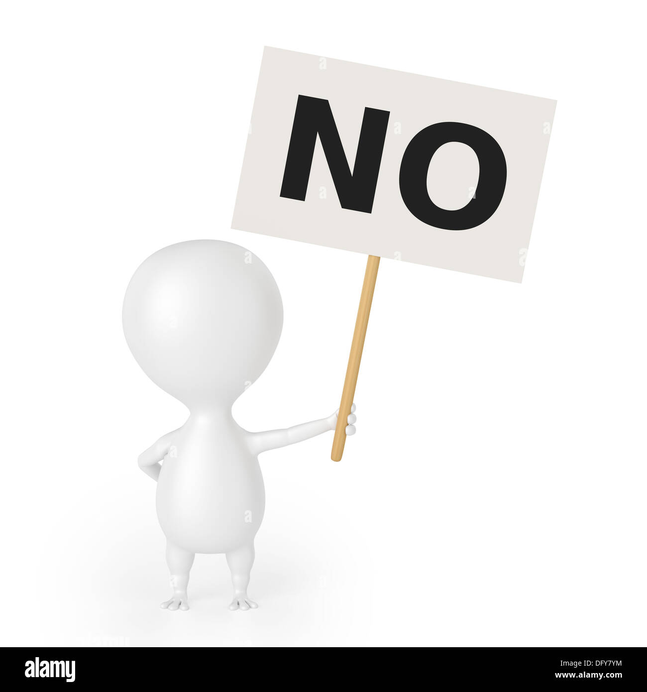 Character With Placard (NO) - On White Background Stock Photo - Alamy