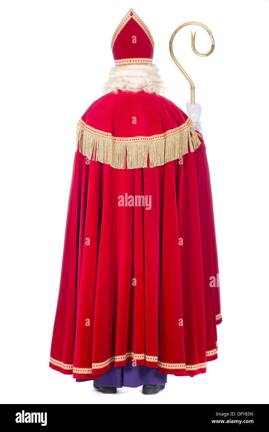 Portrait photo of Sinterklaas from the back, on a white background ...
