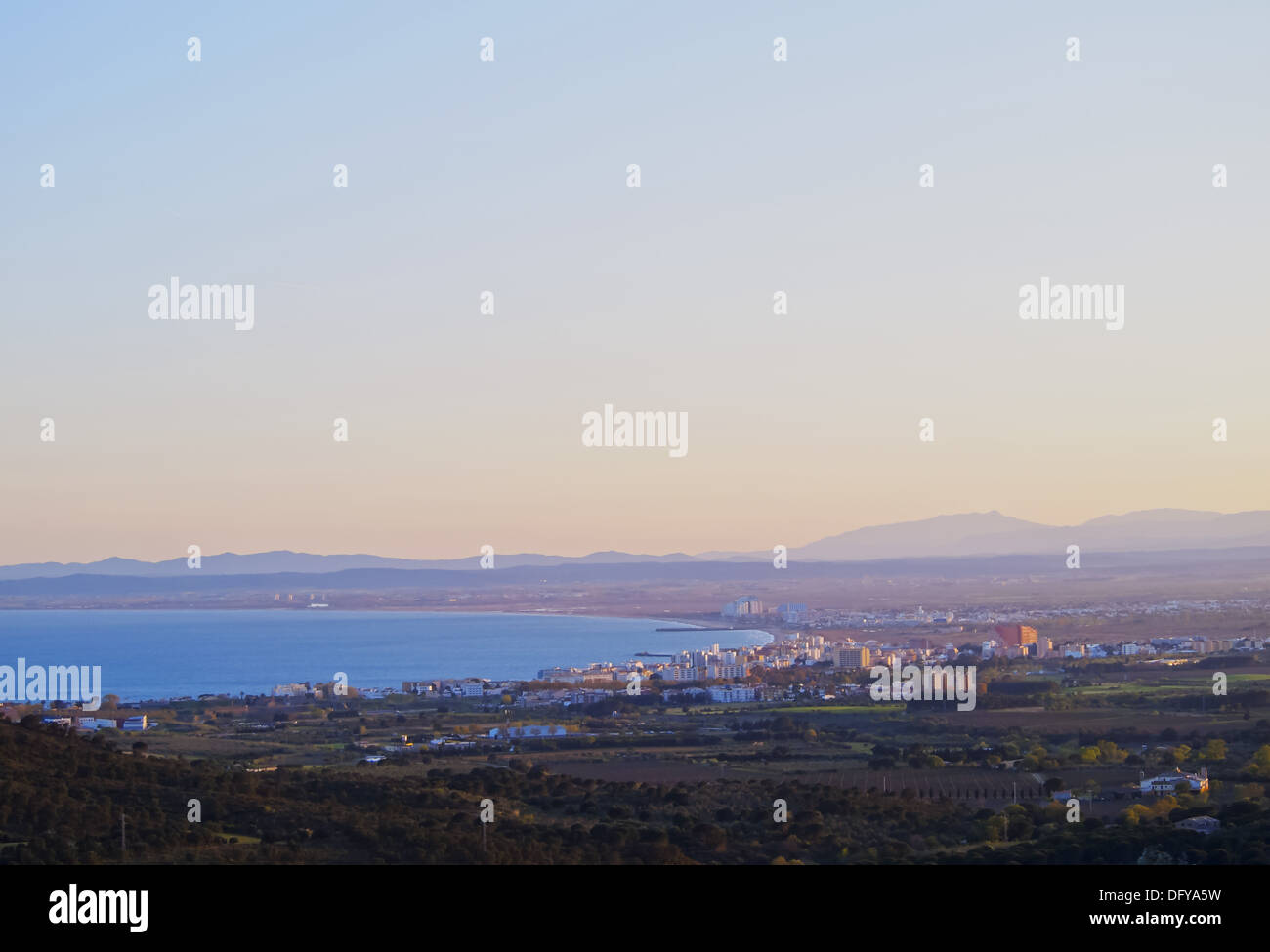 Beautiful landscape of Roses during the sunset, Costa Brava, Catalonia ...