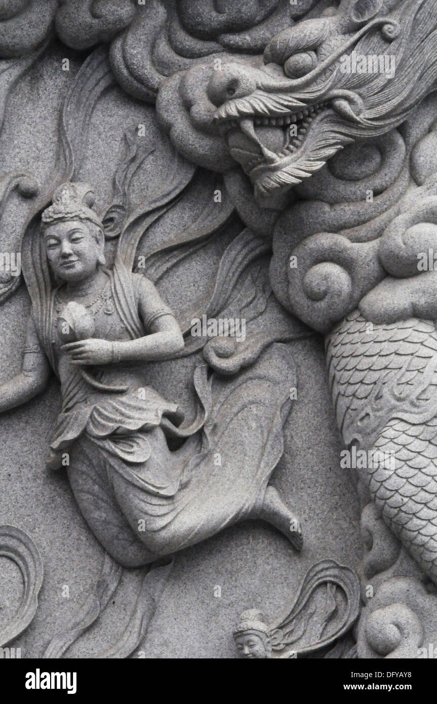 Busan (South Korea): bas-relief at the Samgwangsa Temple Stock Photo ...