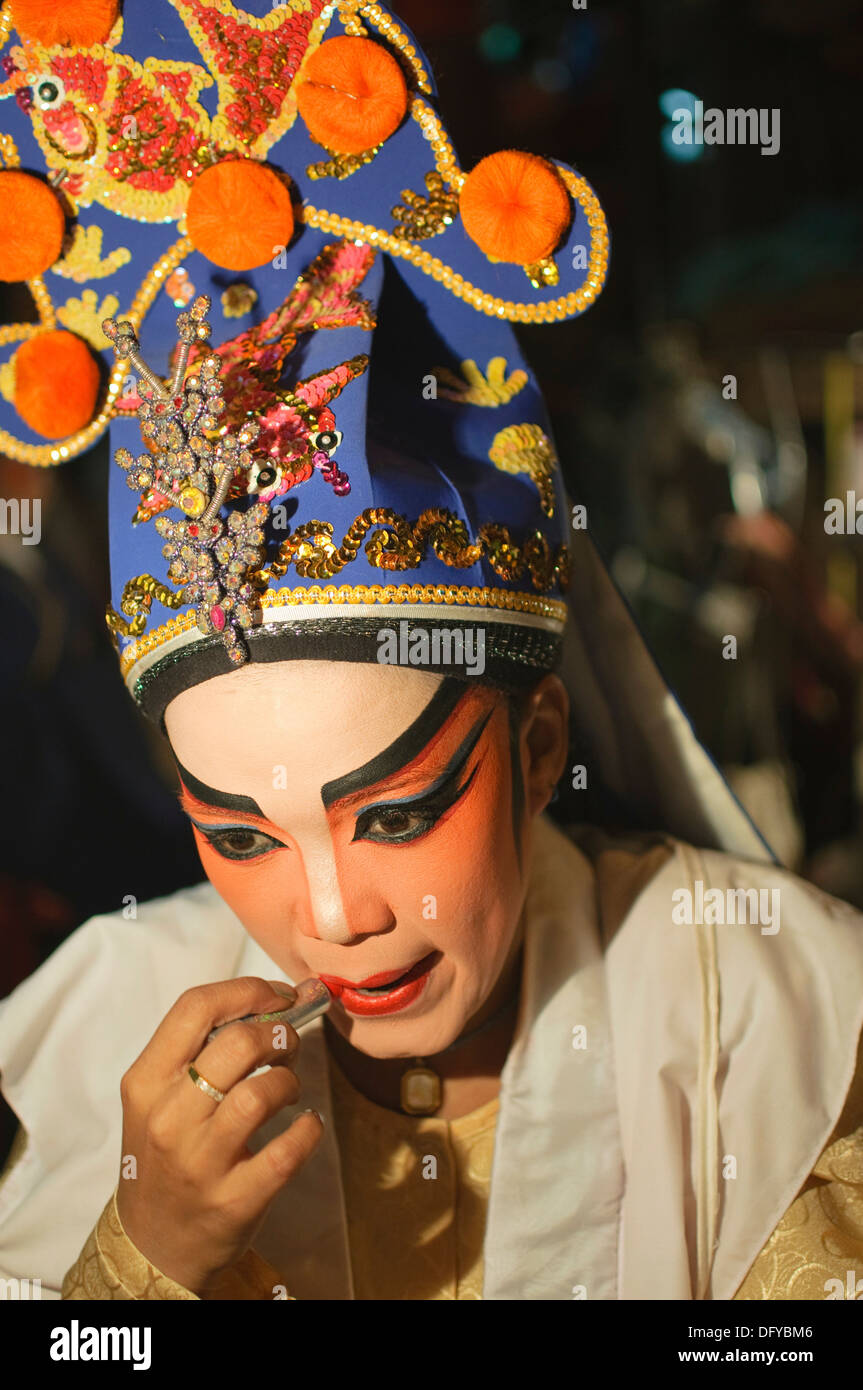 Chinese opera performer backstage in Chinatown in Bangkok Thailand ...
