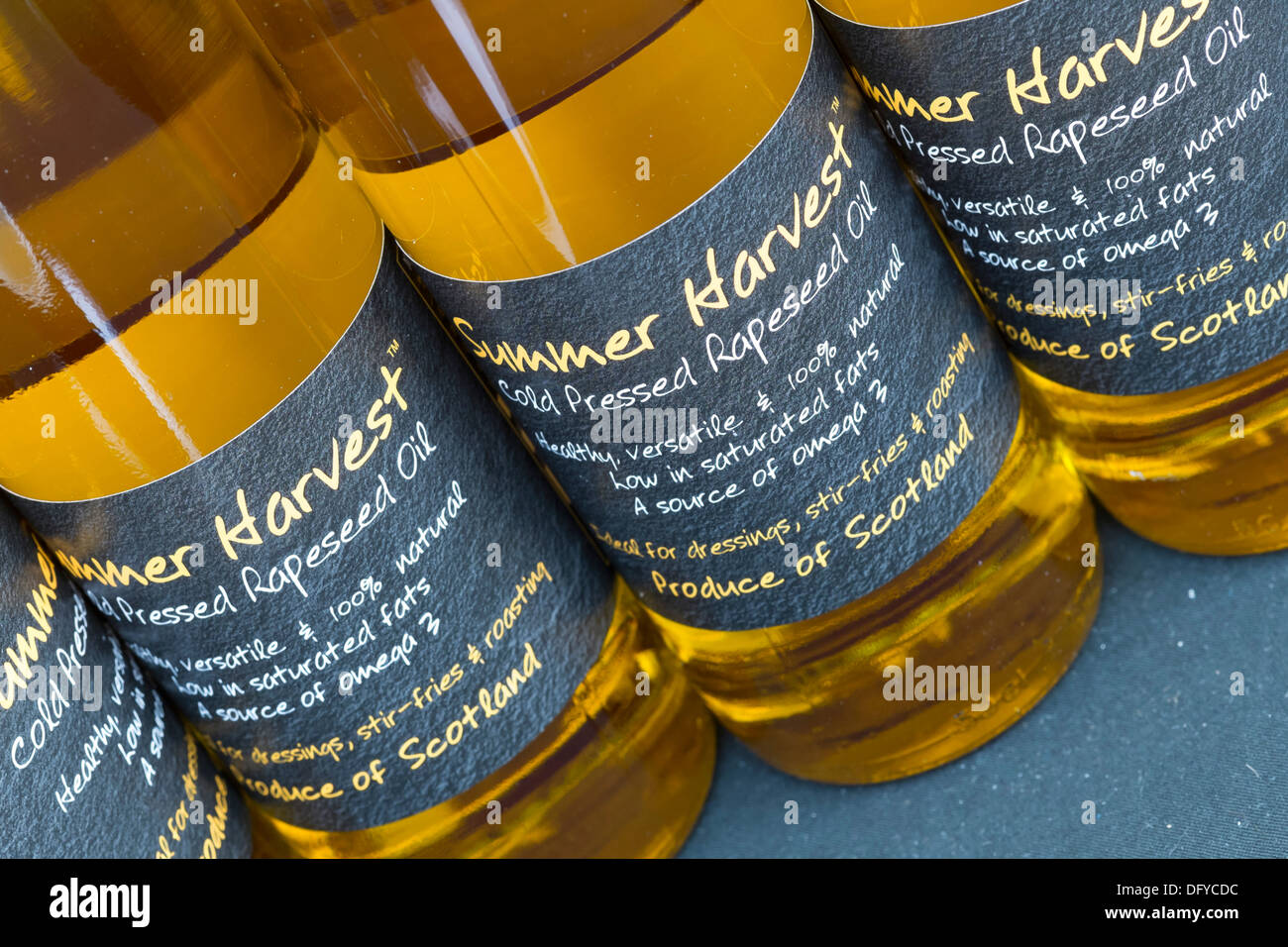Summer Harvest Scottish cold pressed Rapeseed Oil Stock Photo - Alamy