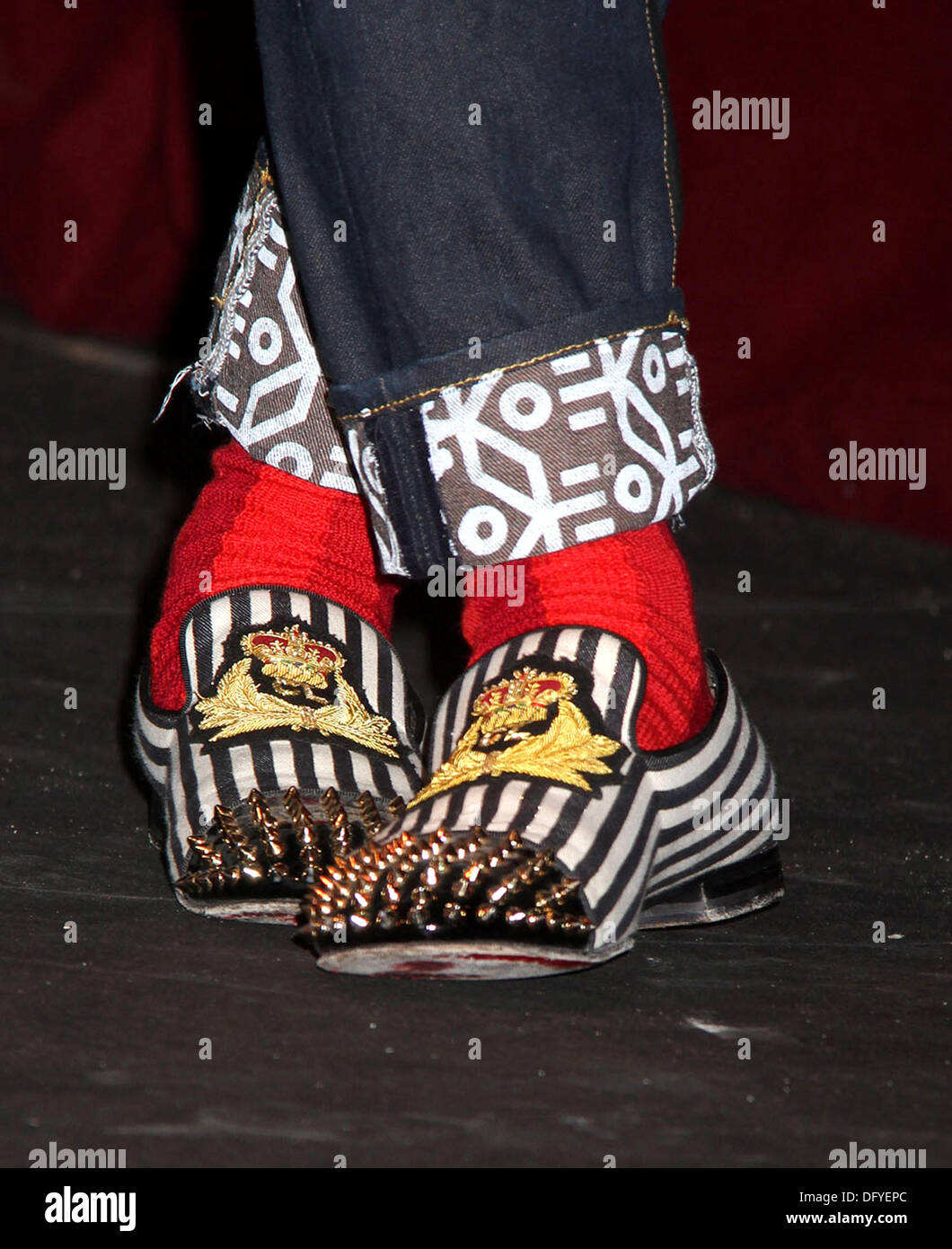 New York, New York, USA. 10th Oct, 2013. A view of the shoes worn by ...