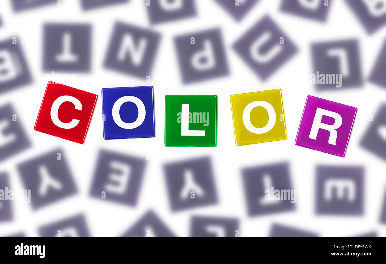 Color Concept Colored Word Against Blurred Grey Letters US English ...