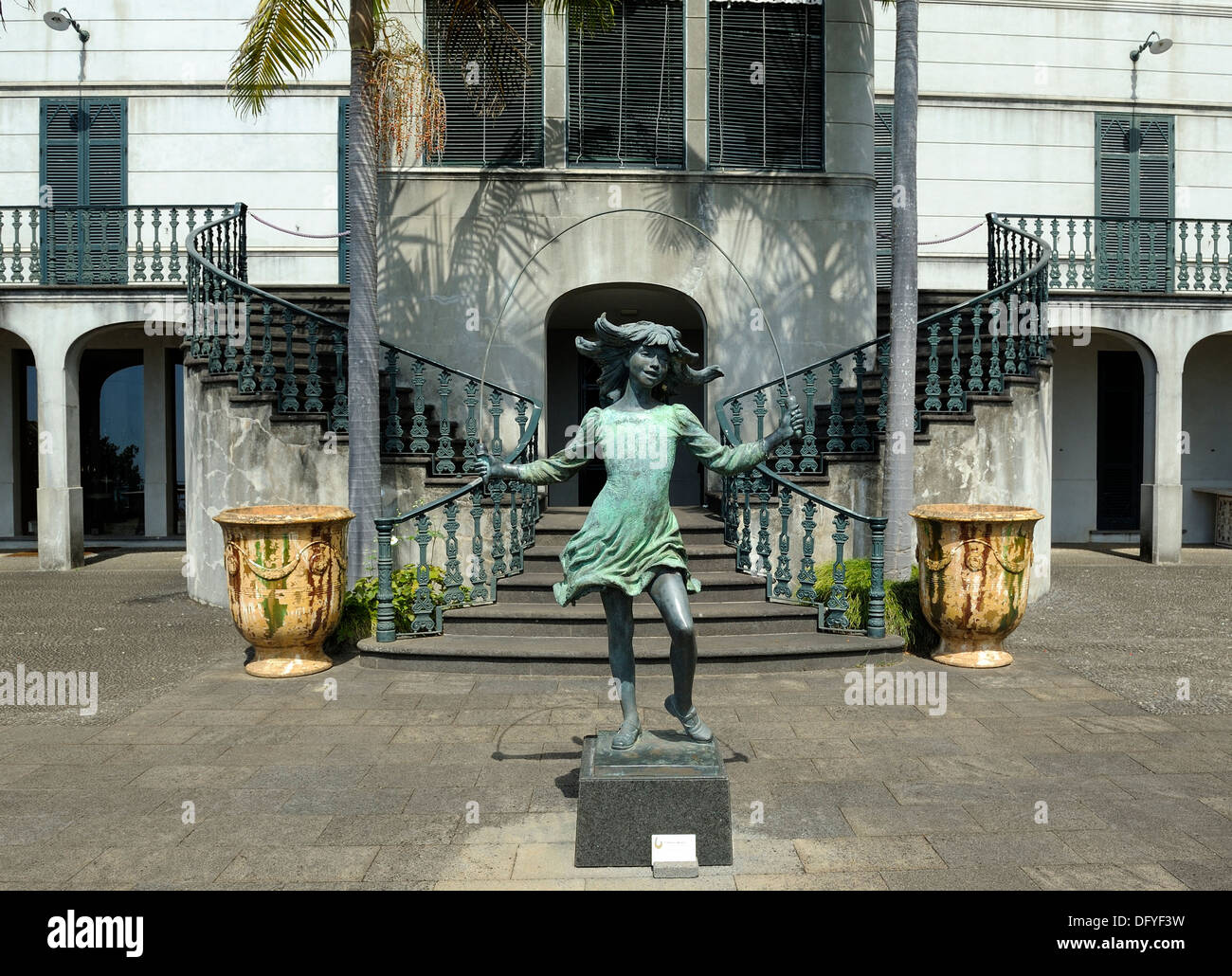 A statue by James Butler of a young skipping girl Monte Palace Gardens ...