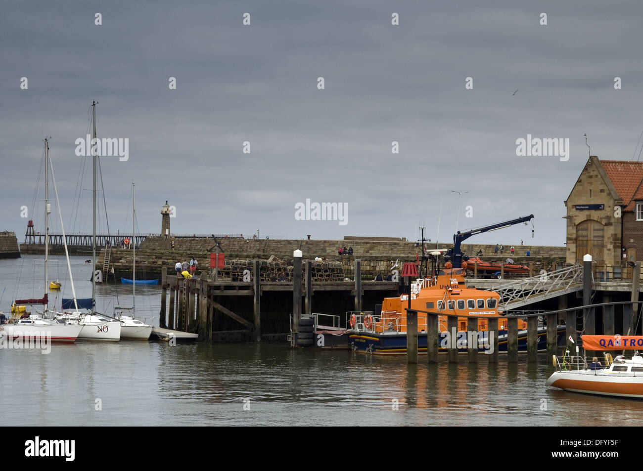 Whitby bay in the darkness Stock Photo - Alamy