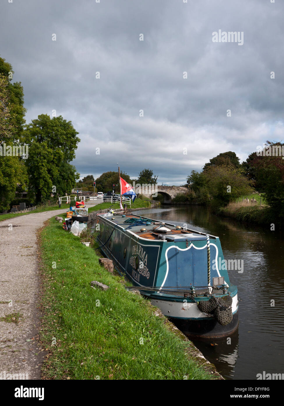 Barges on the Leeds Liverpool Canal at Red Rock, Wigan,Greater ...