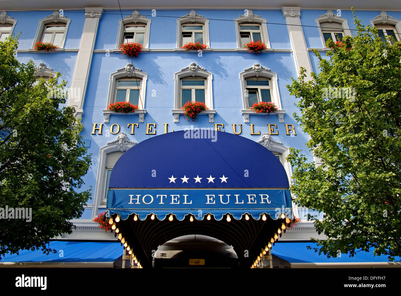 Basel / Basle, Switzerland. Hotel Euler entrance and facade Stock Photo ...