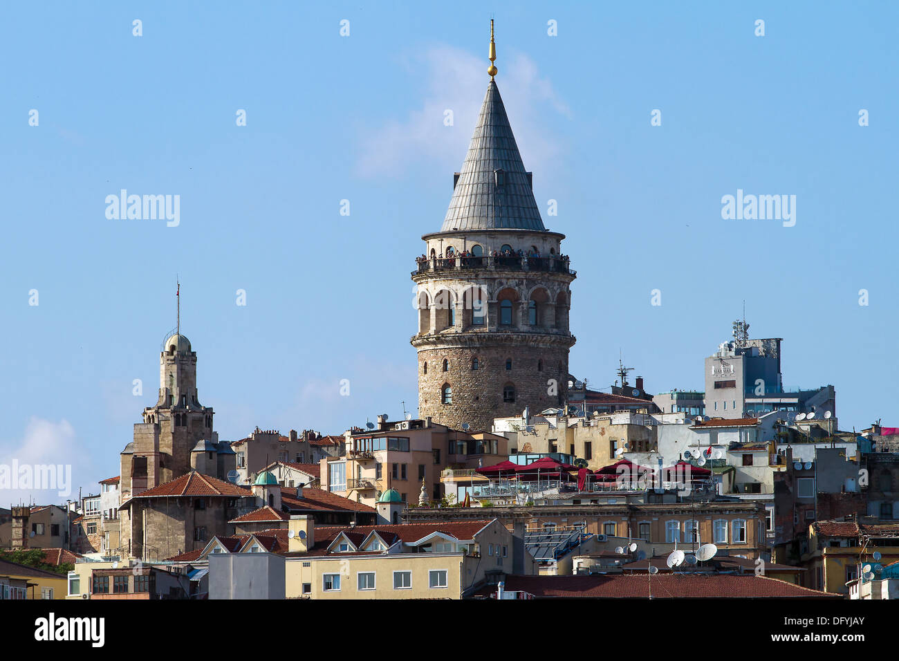 Beyoglu district historic architecture and medieval Galata tower in ...